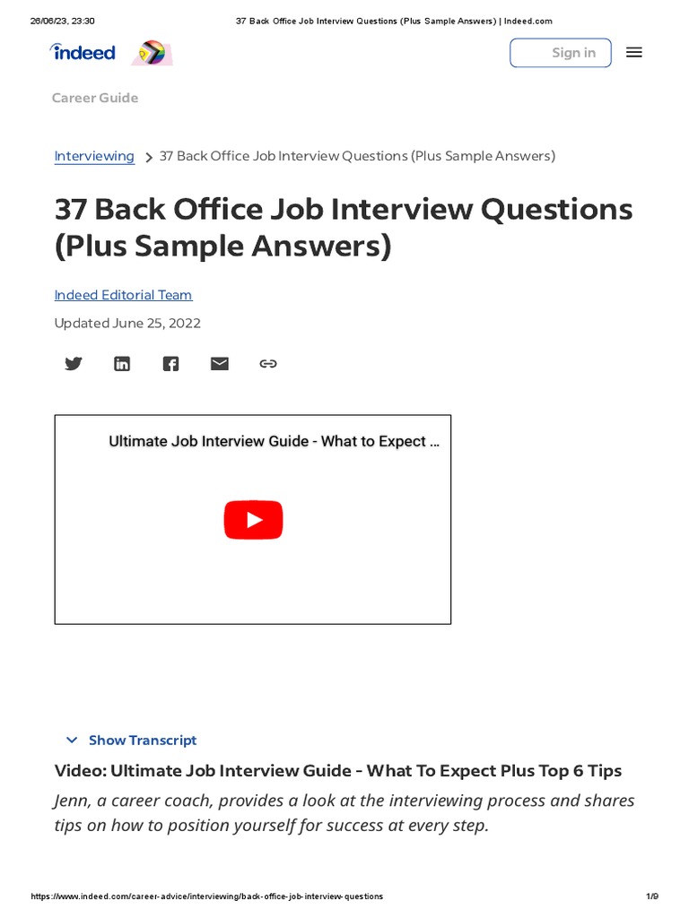 37 Back Office Job Interview Questions (Plus Sample Answers) | PDF ...