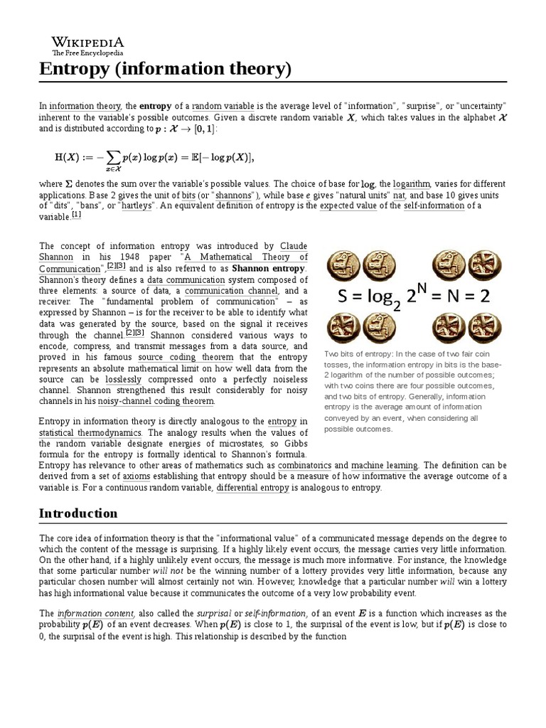 Entropy (Information Theory) | Download Free PDF | Information | Data Compression