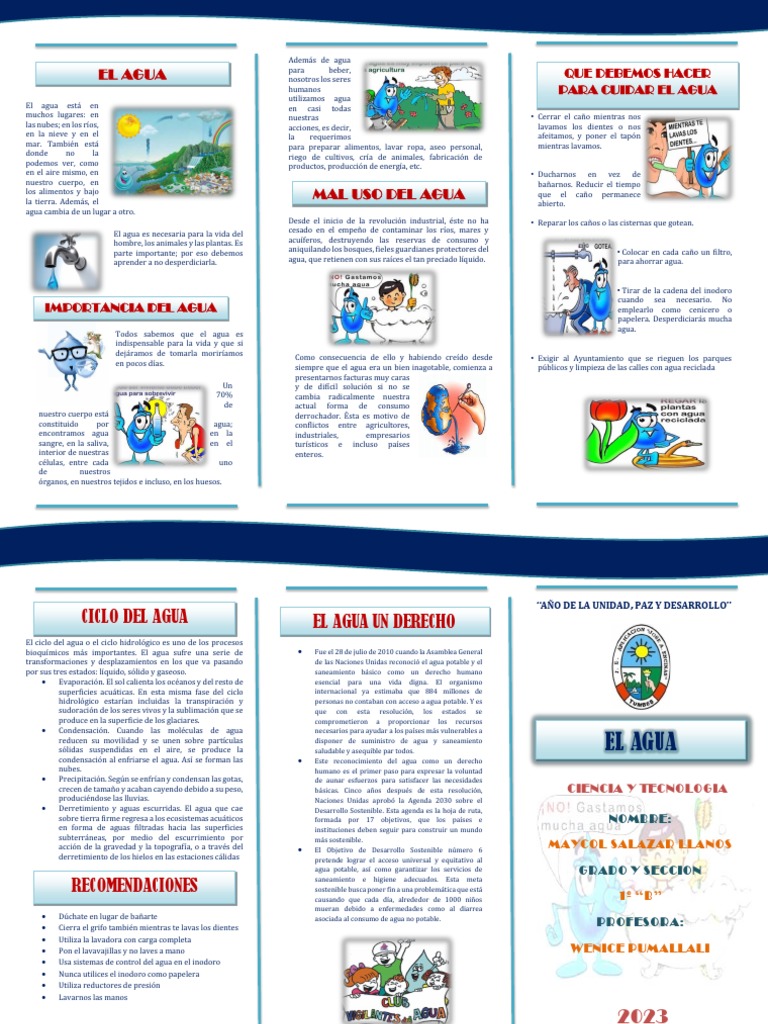 Triptico El Agua | PDF | Agua | El ciclo del agua Triptico El Agua | PDF | Agua | El ciclo del agua