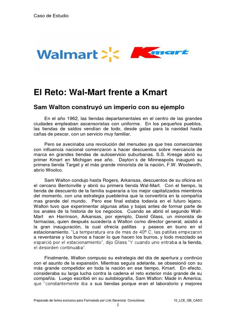 Caso de Estudio Walmart VS Kmart | PDF | Walmart | Kmart