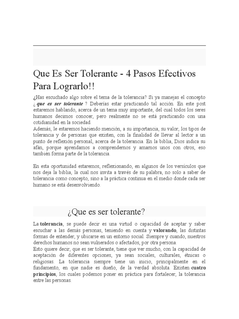 Tolerancia | PDF | Tolerancia | Oración
