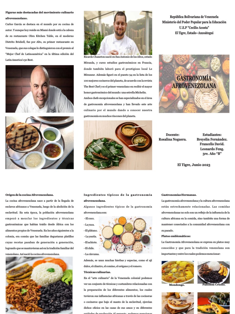 Triptico Comidas Afrovenezolanas | PDF | Gastronomía | Cocina