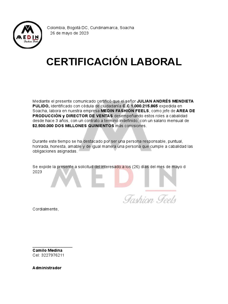 Certificacion Laboral | PDF
