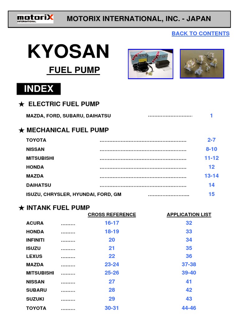 KYOSAN Fuel Pump | PDF | Manufacturing Companies Of Japan | Hatchbacks KYOSAN Fuel Pump | PDF | Manufacturing Companies Of Japan | Hatchbacks