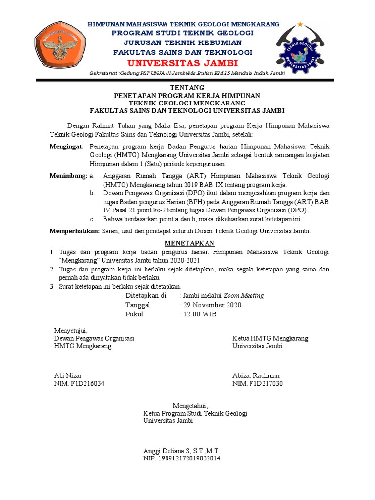 05 Berita Acara PEMAPARAN TUGAS DAN PROKER HMTG MENGKARANG 2020-2021 | PDF