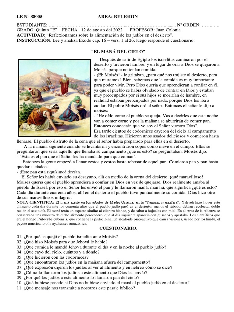 El Maná: Alimento del Cielo en el Desierto | PDF | Moisés