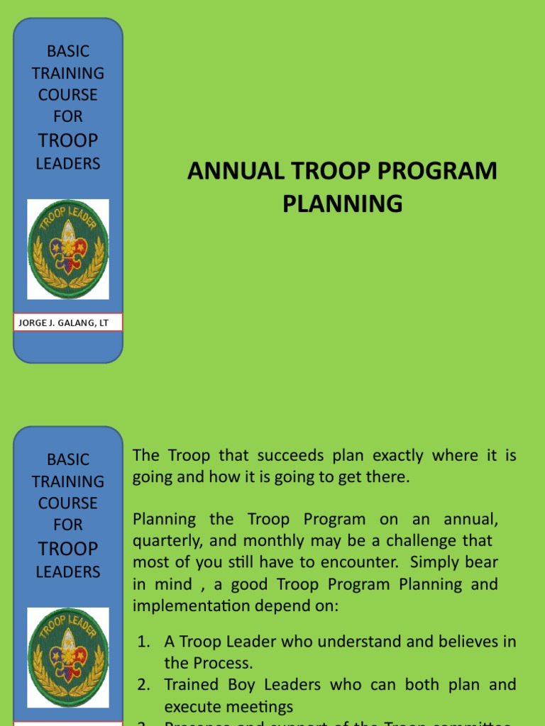 BTC TL Annual Troop Program Planning | Download Free PDF | Scouting ...