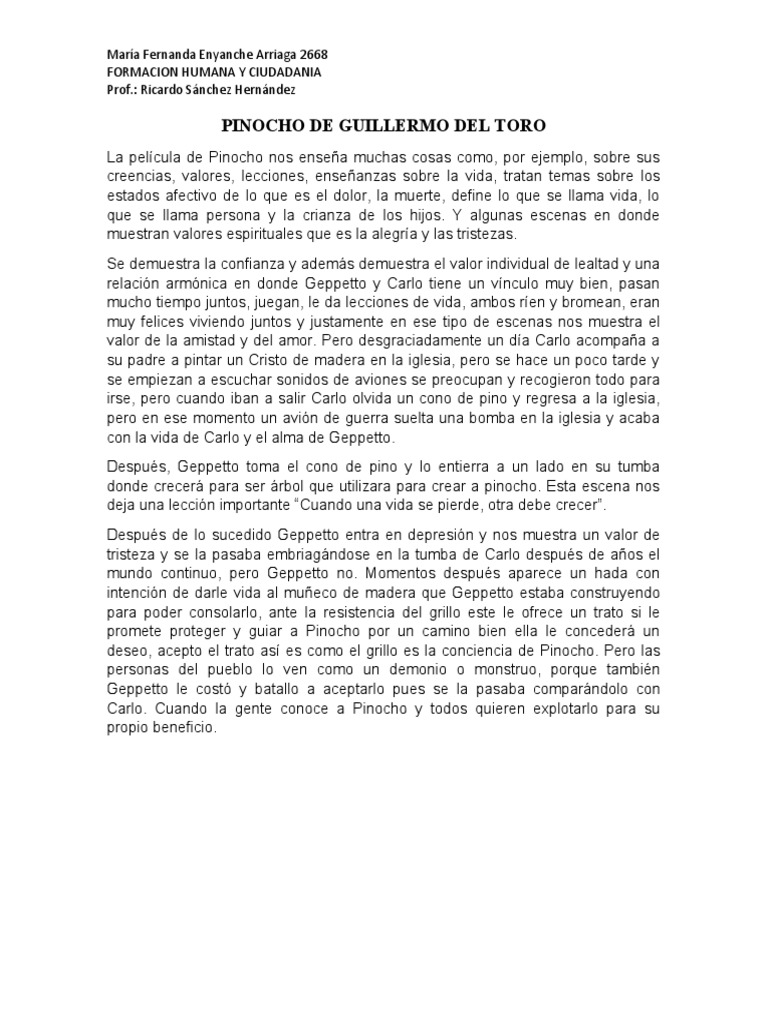 Lecciones de vida en Pinocho de Del Toro | PDF