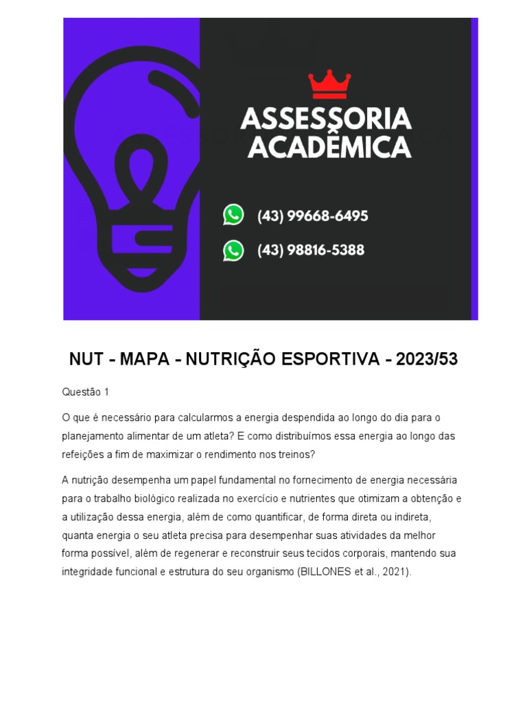Nut - Mapa - Nutrição Esportiva - 2023 53 | PDF | Nutrição esportiva