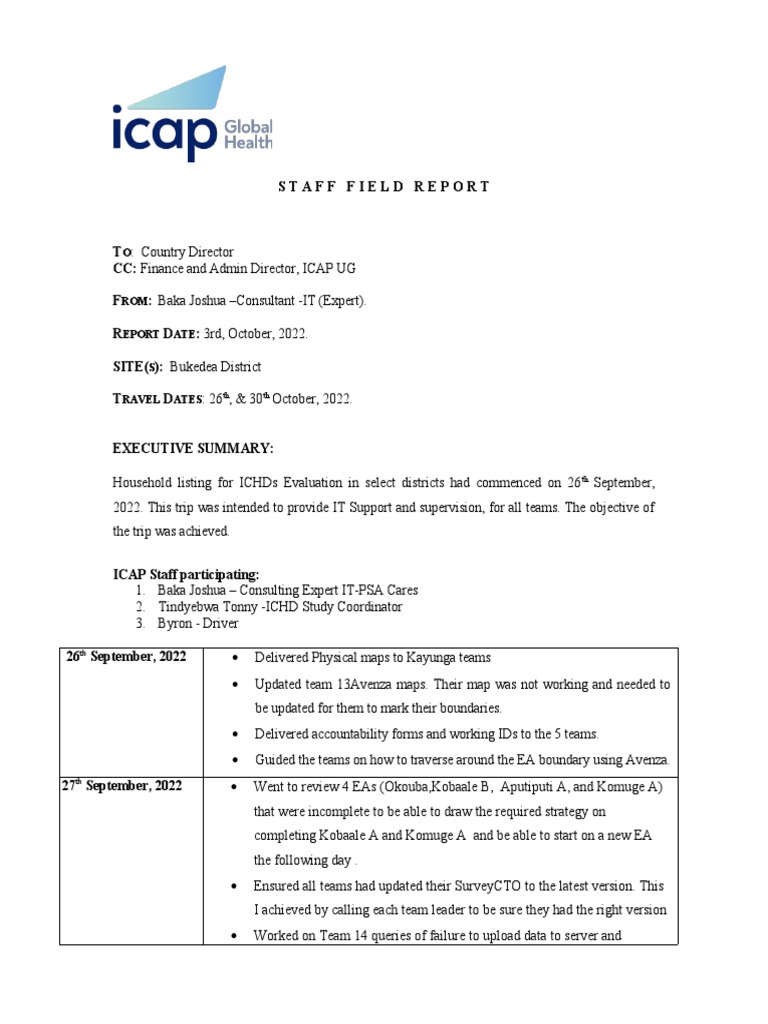 EICHD Bukedea Post-Visit Report | PDF | Computing | Information ...