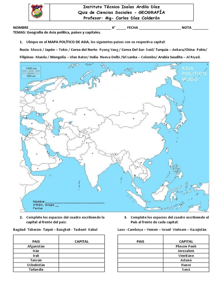 Quiz de Geografía de Asia | PDF