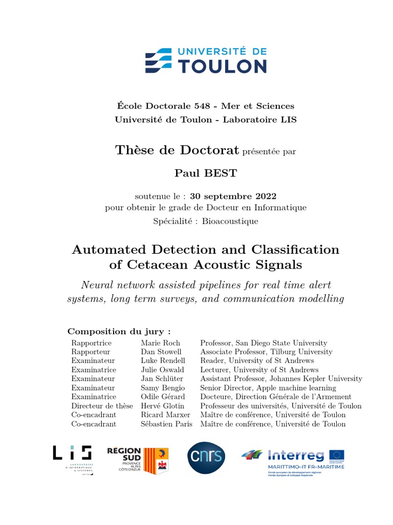 Paul Best, 2022 - Automated Detection and Classification | PDF | Cetacea