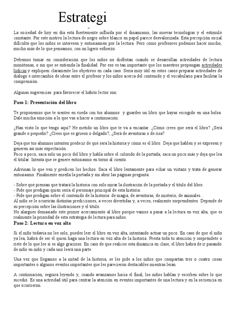 Estrategias Lúdicas para Fomentar la Lectura | PDF | Comprensión ...