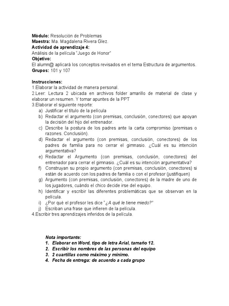 Actividad de Aprendizaje 4 Analisis de Pelicula | PDF Actividad de Aprendizaje 4 Analisis de Pelicula | PDF