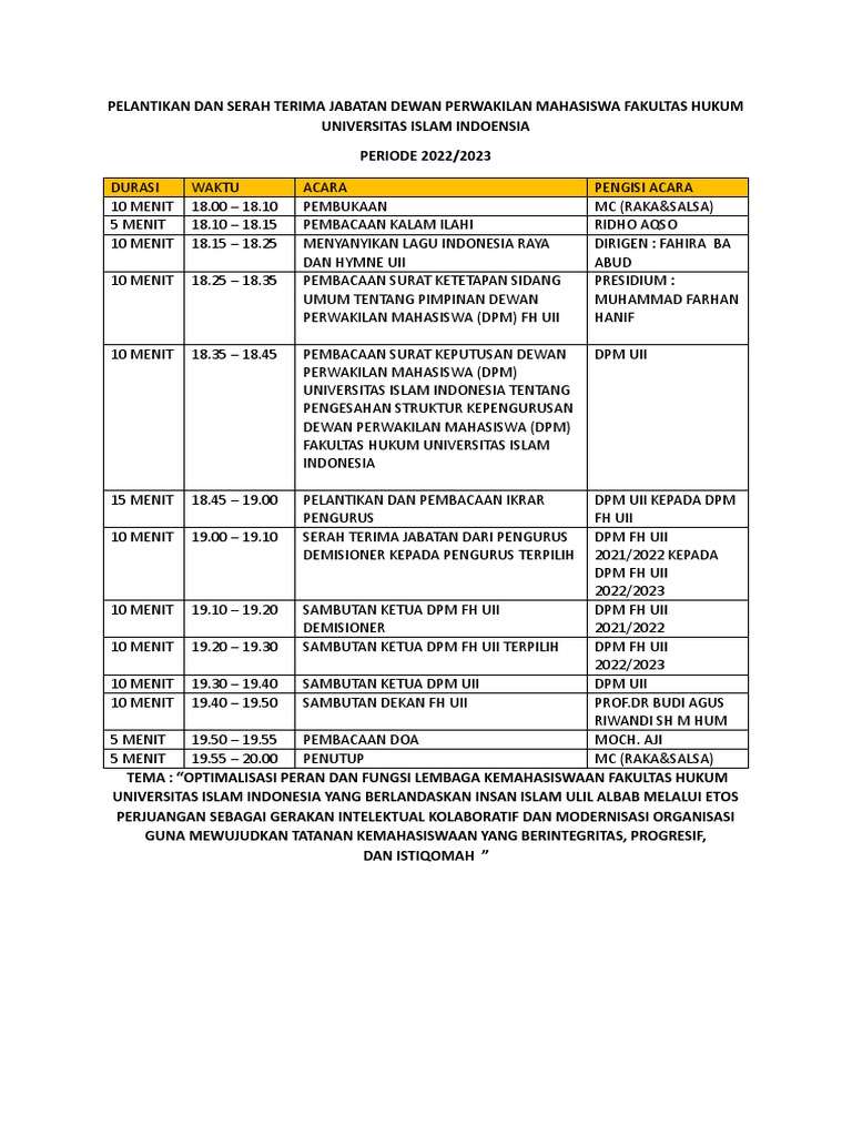 Rundonw Pelantikan DPM 2022-2023 | PDF | Sains & Matematika