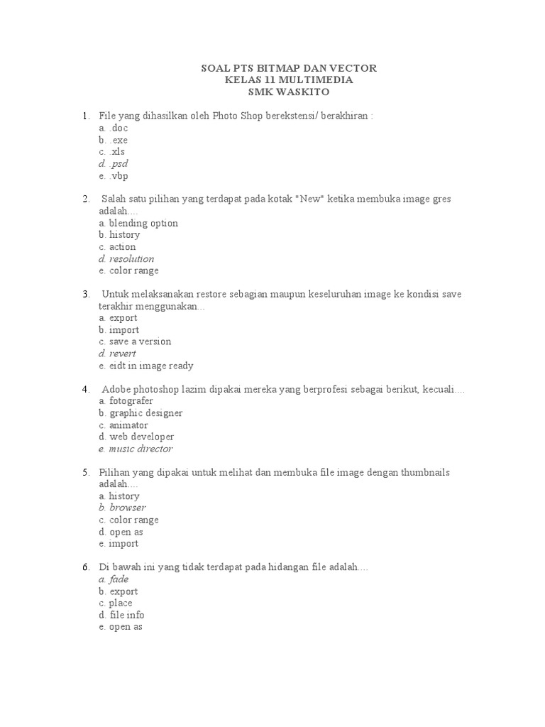 Soal PTS Genap Bitmap Dan Vector | PDF