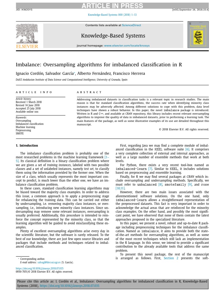Oversampling Algorithms in R | PDF | Statistical Classification | Machine Learning