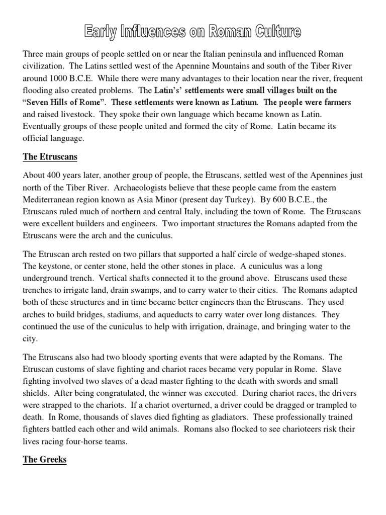 Influences on Roman Civilization | PDF | Roman Mythology | Greek Mythology