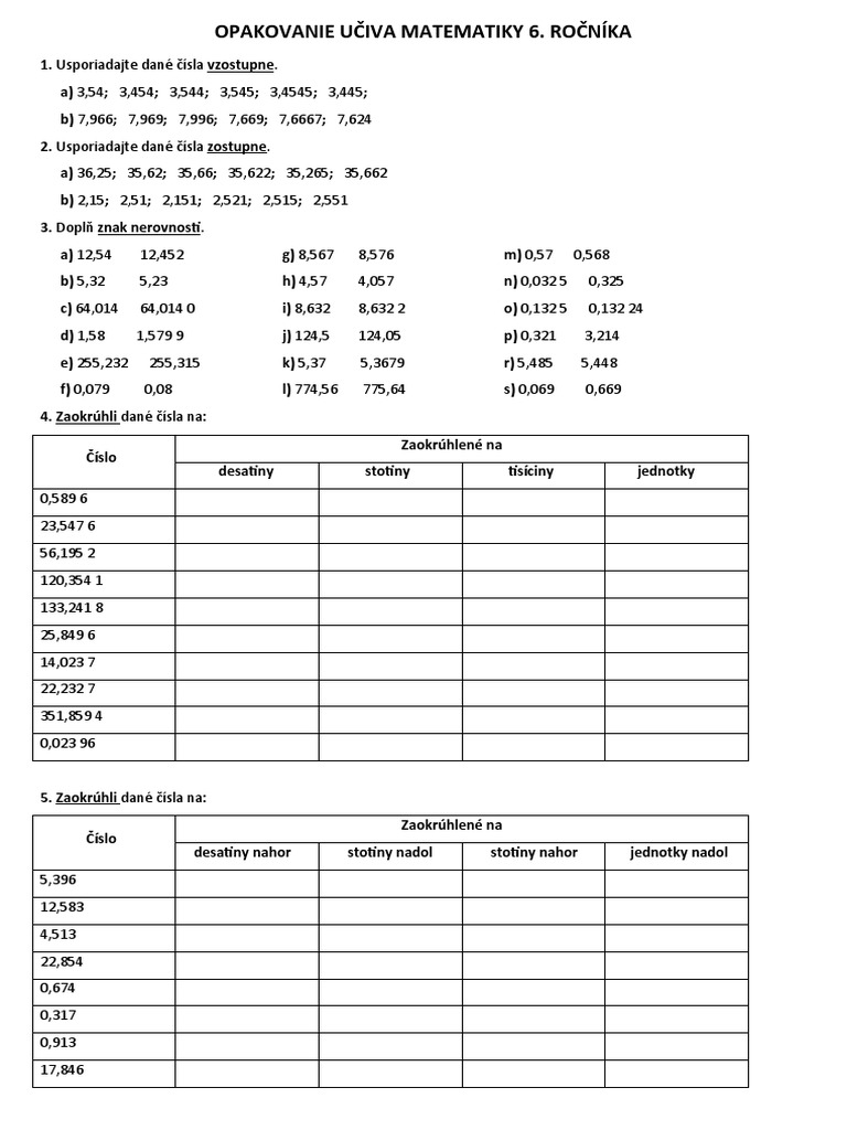 Opakovanie Učiva 6. Ročníka | PDF