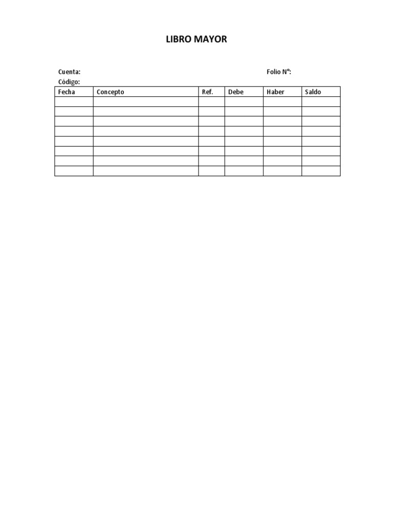 Libro Mayor y Libro Diario Formato | PDF