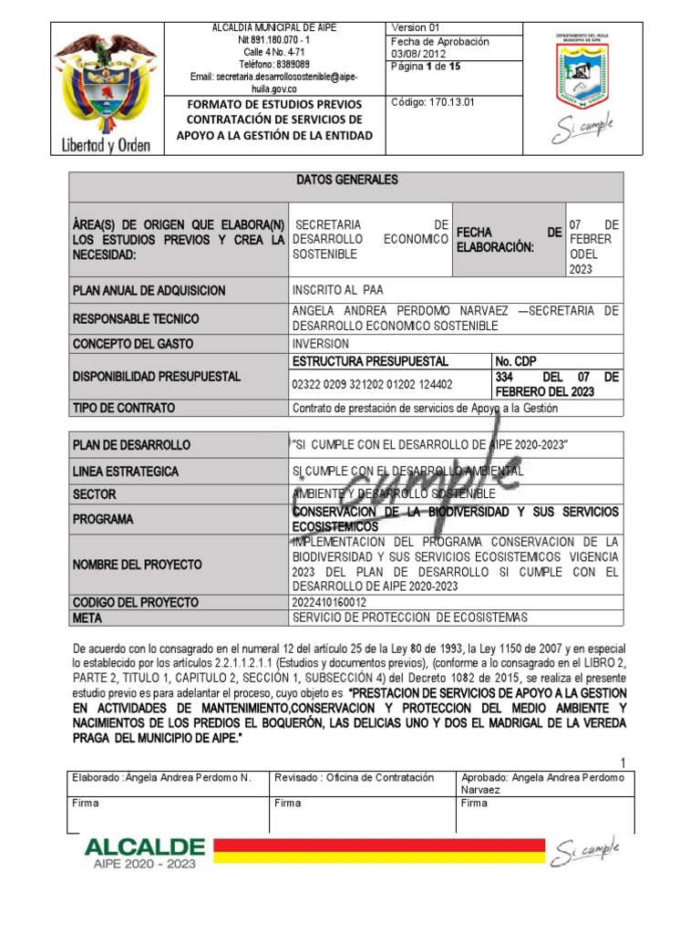 ESTUDIOS PREVIOS Zaira Ramirez | PDF | Estado (política ...