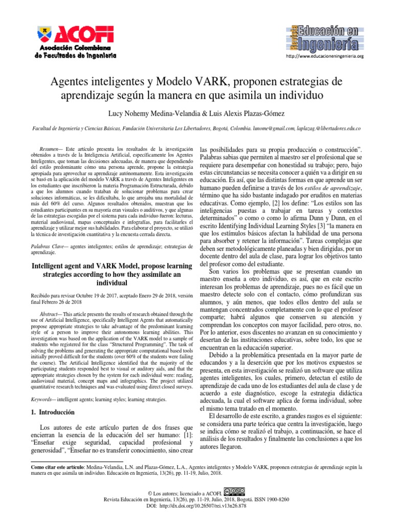 Agentes Inteligentes y Modelo VARK, Proponen Estrategias de Aprendizaje ...