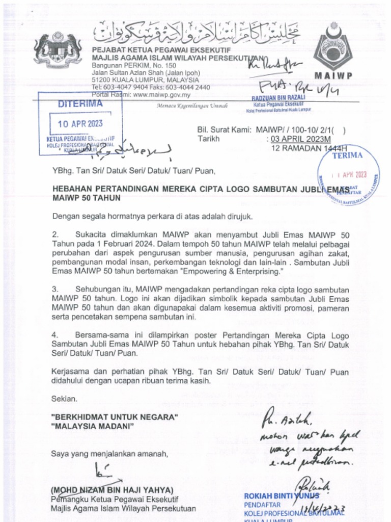 Pertandingan Cipta Logo Jubli Emas MAIWP | PDF