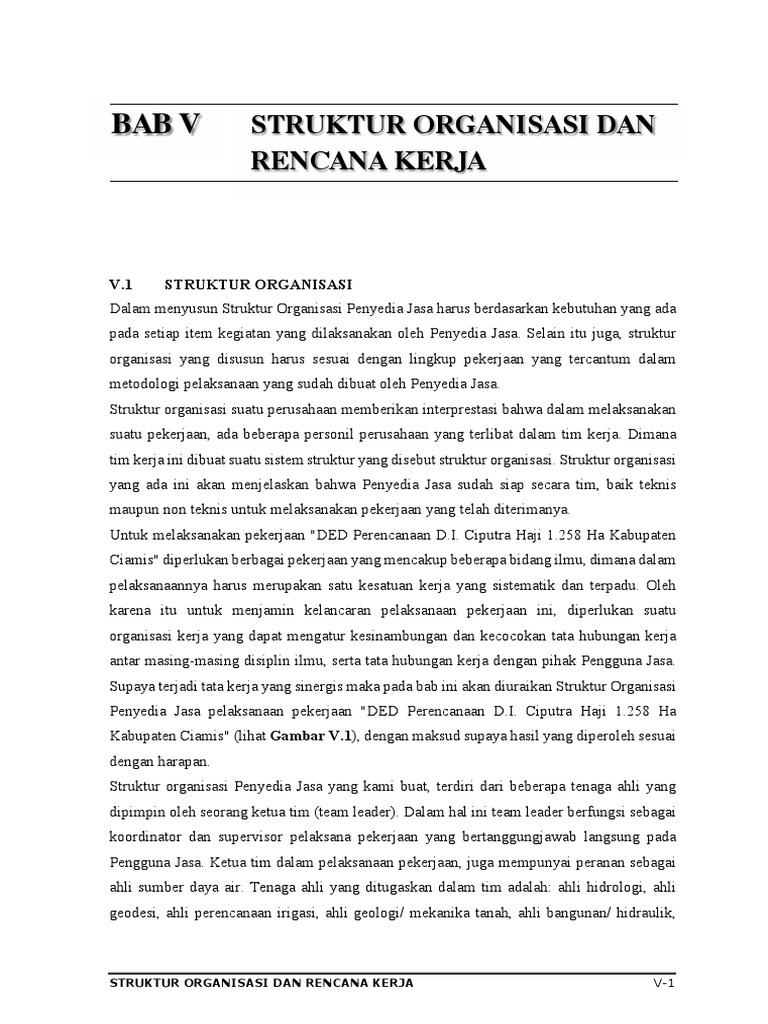Bab 05 Struktur Organisasi Dan Rencana Kerja | PDF