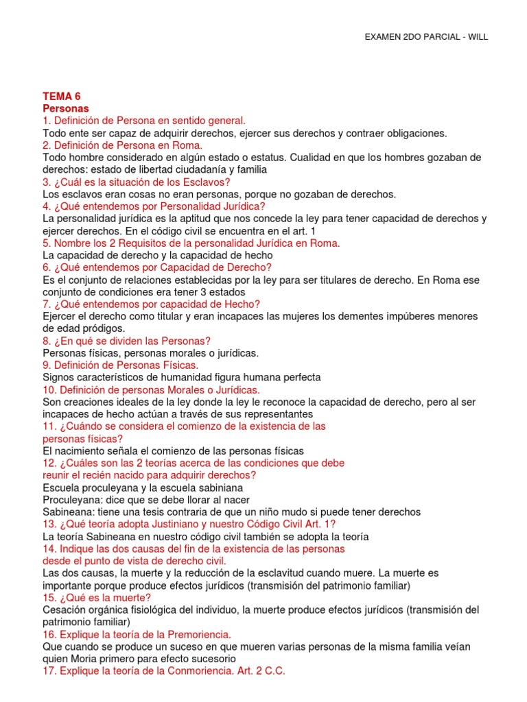 Cuestionario de Derecho Romano | PDF | Parentesco | Divorcio Cuestionario de Derecho Romano | PDF | Parentesco | Divorcio