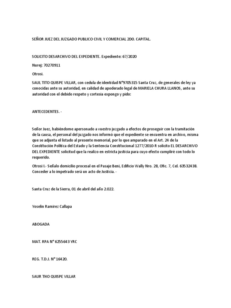 Solicitud de DESARCHIVO 2 | PDF