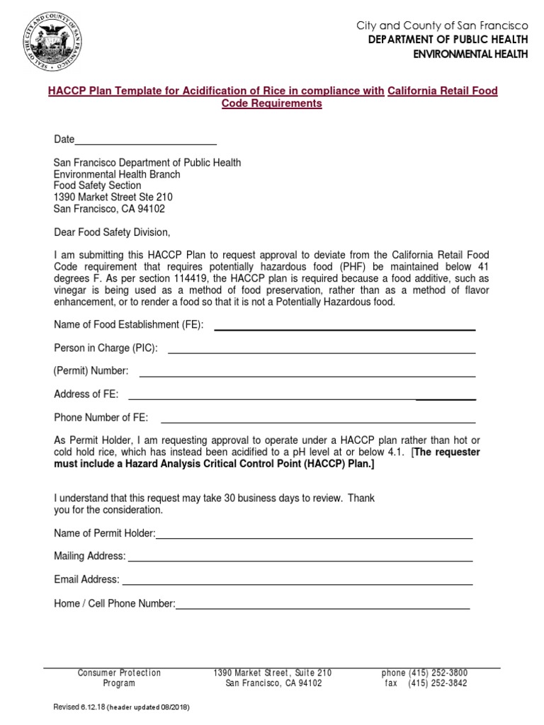 HACCP Plan for Sushi Rice Acidification | PDF | Sushi | Hazard Analysis ...