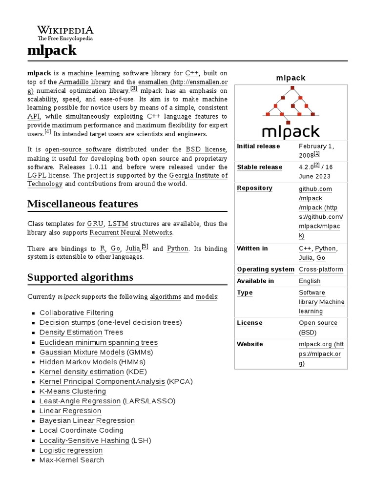 Mlpack | PDF | Applied Mathematics | Algorithms