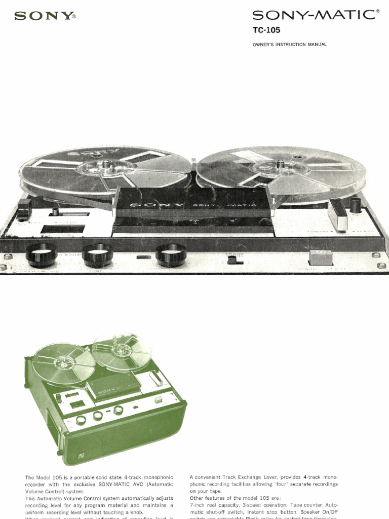 Sony TC 105 Owners Manual | PDF