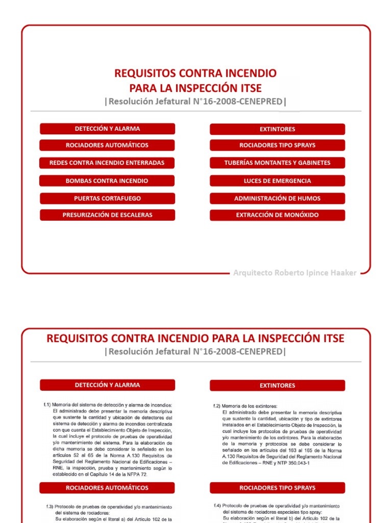 Requisitos Contra Incendio para Inspecciones ITSE-1 | PDF