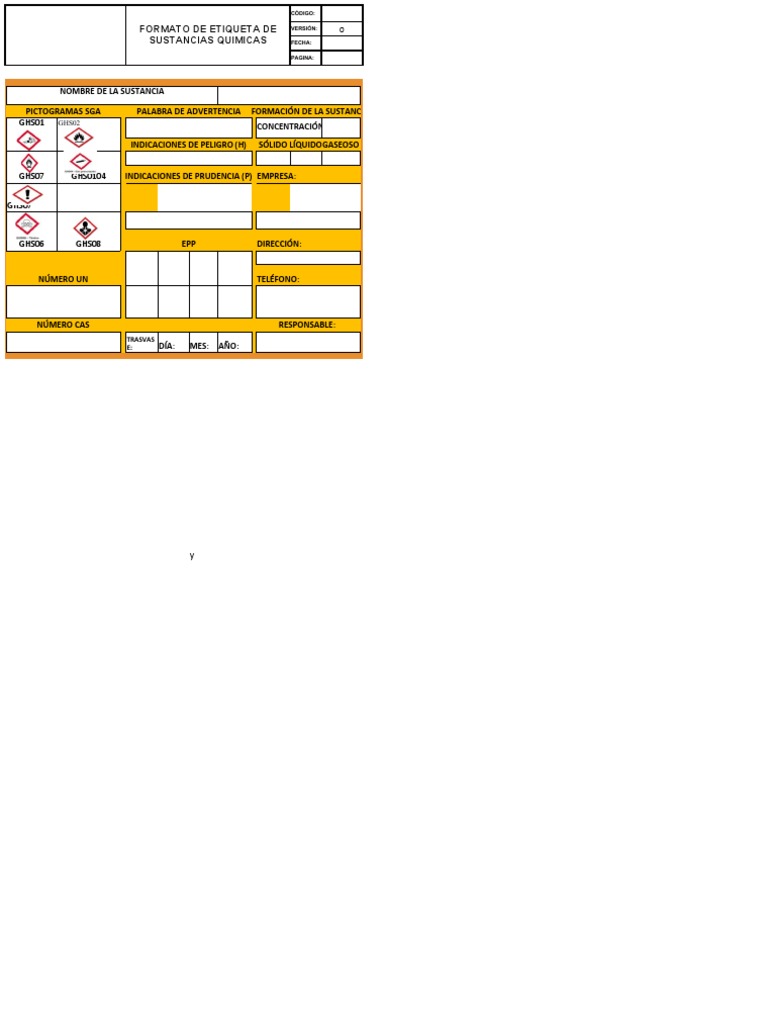 Formato de Etiqueta de Sustancias Quimicas | PDF