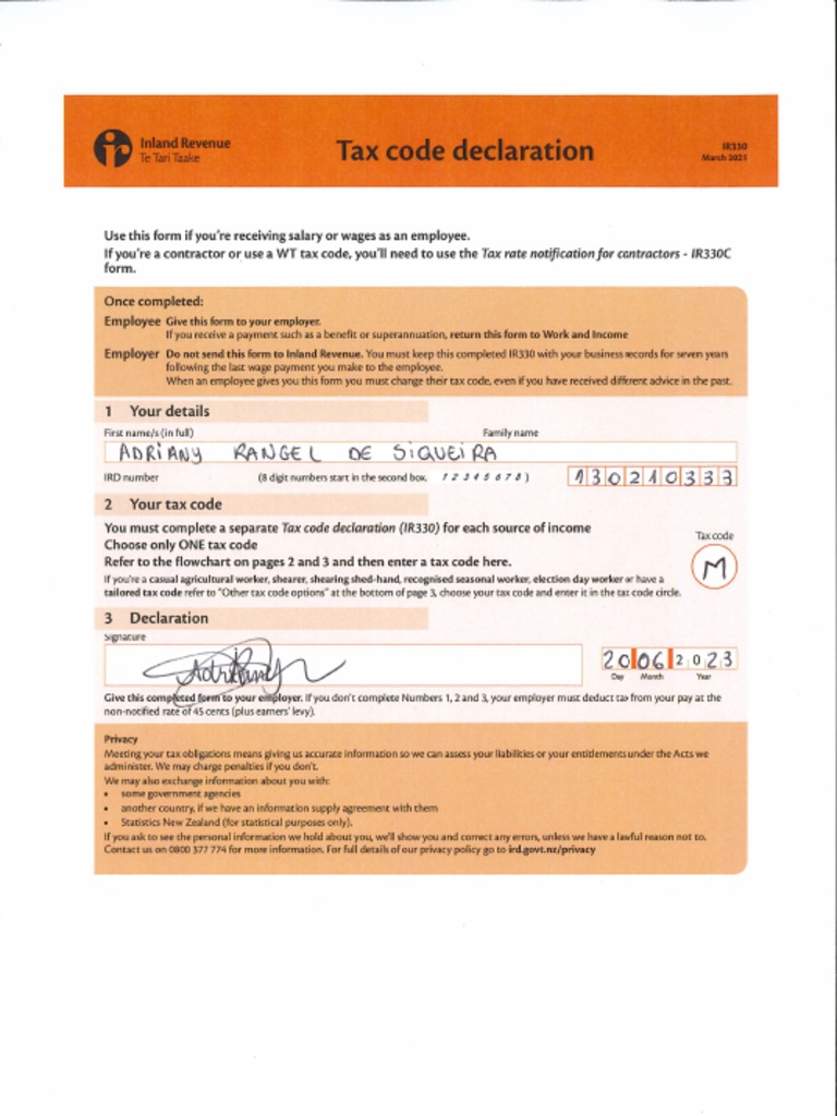 Tax Form declaration | PDF