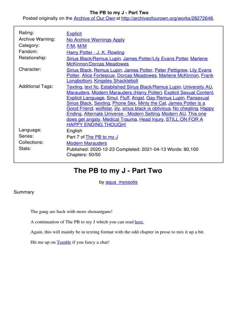 The PB To My J - Part | PDF