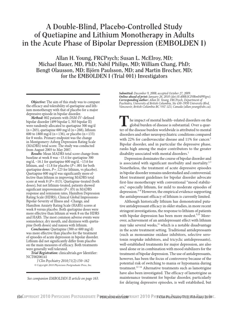 Embolden I | Download Free PDF | Bipolar Disorder | Major Depressive ...