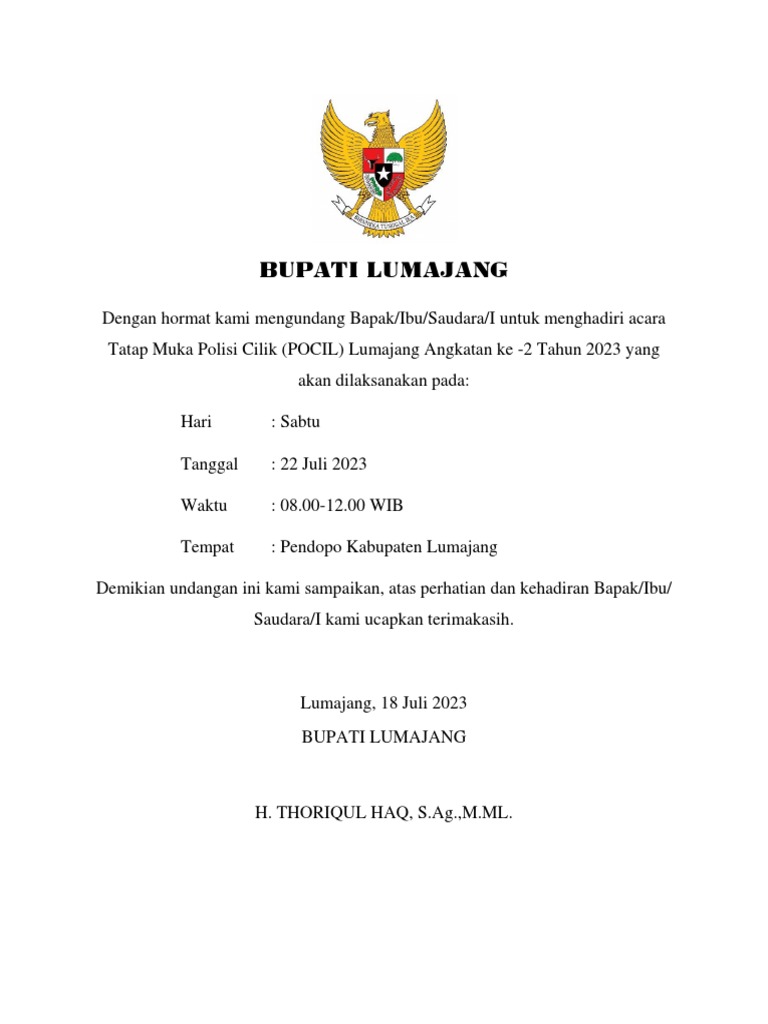 Undangan Acara Polisi Cilik Lumajang | PDF | Ilmu Sosial | Seni