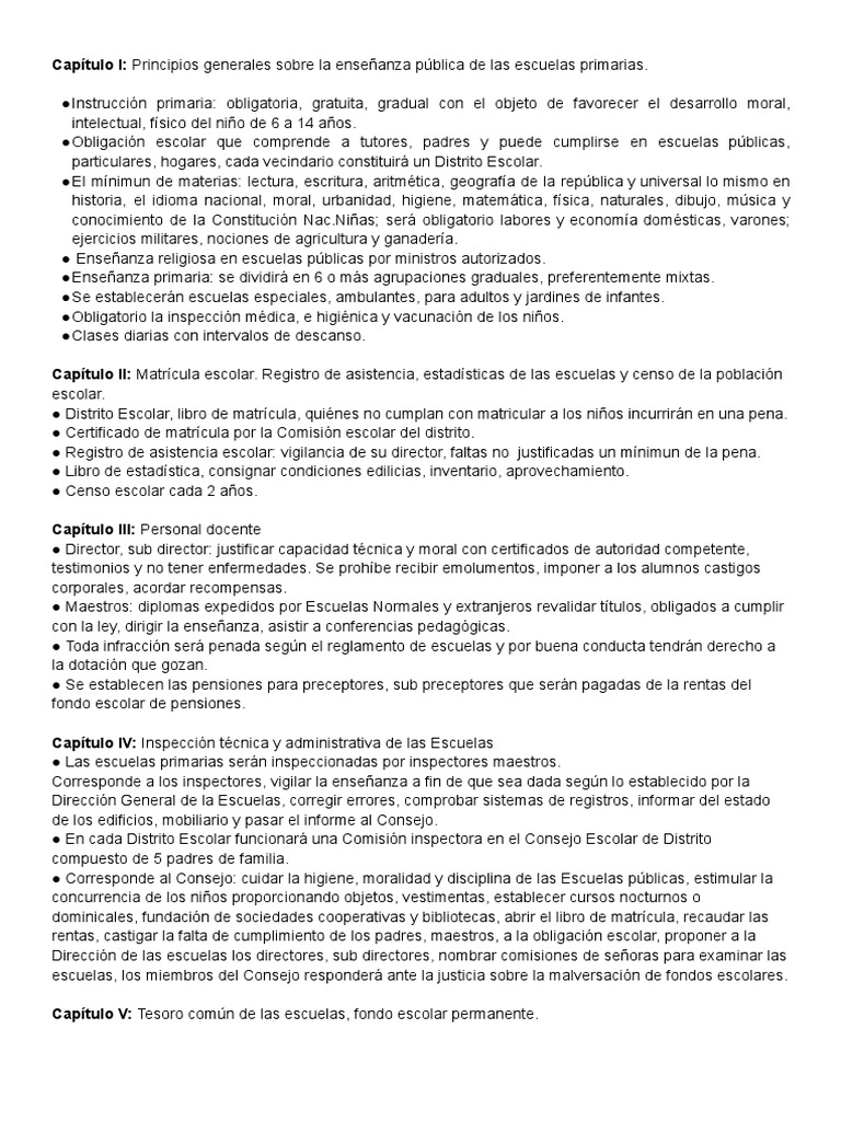 resumen ley 1420, grupo legislación | PDF | Educación primaria
