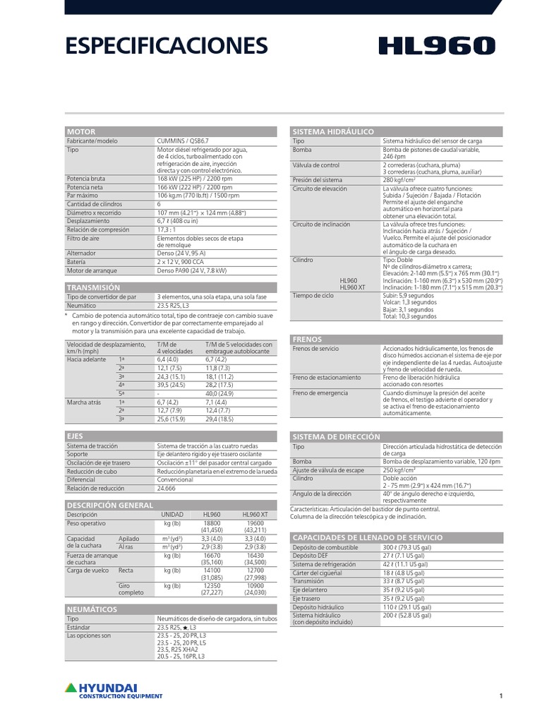 HL 960 Es (25d) | PDF | Eje | Transmisión automática