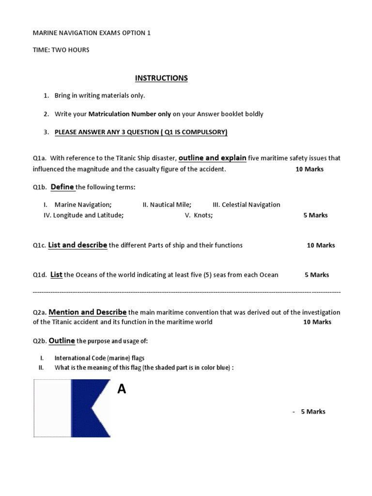 Marine Navigation Exam Review Guide | PDF | Navigation | Ships