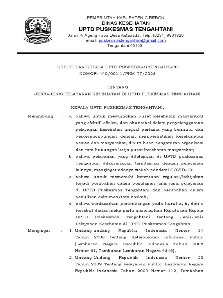 New SK Jenis Jenis Pelayanan | PDF | Pengembangan Diri