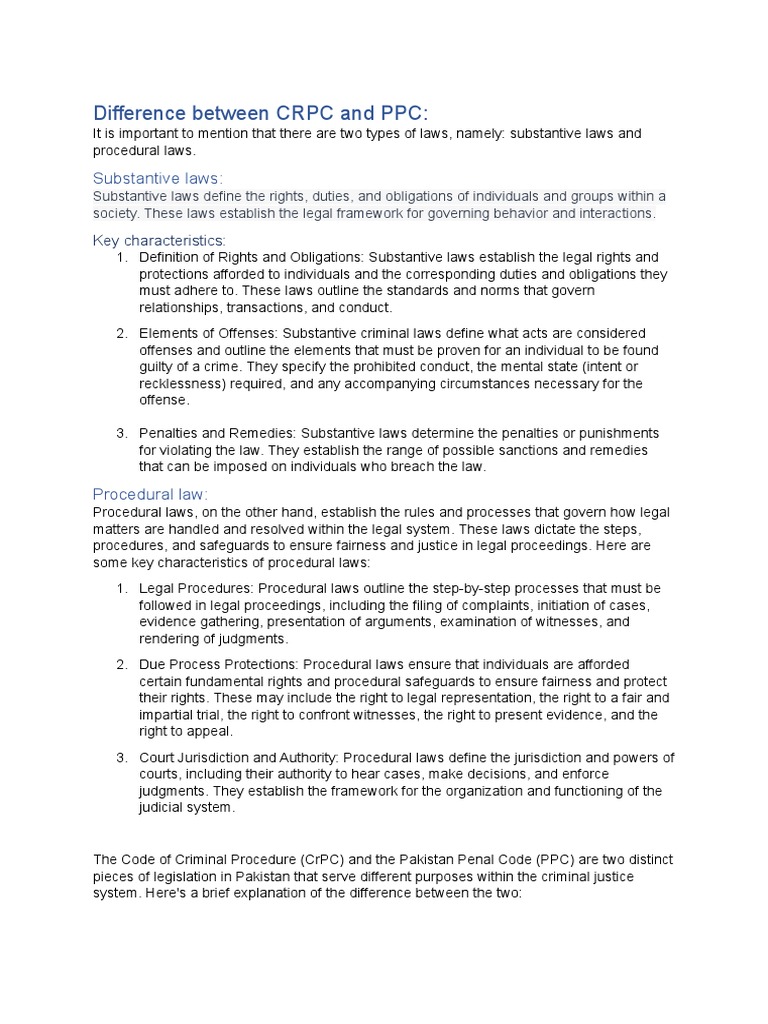 Difference Between CRPC and PPC | PDF | Bail | Crimes