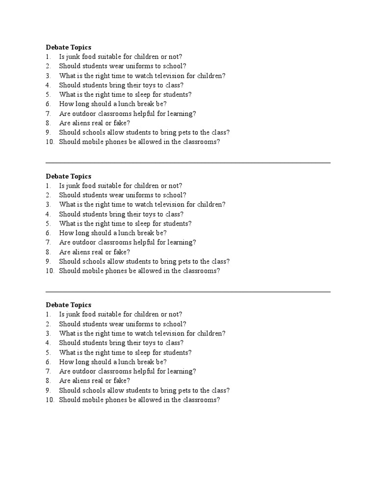 Debate Topics | PDF