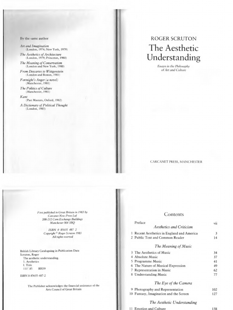 Scruton Roger-The-Aesthetic-Understanding | PDF | Aesthetics | Idealism