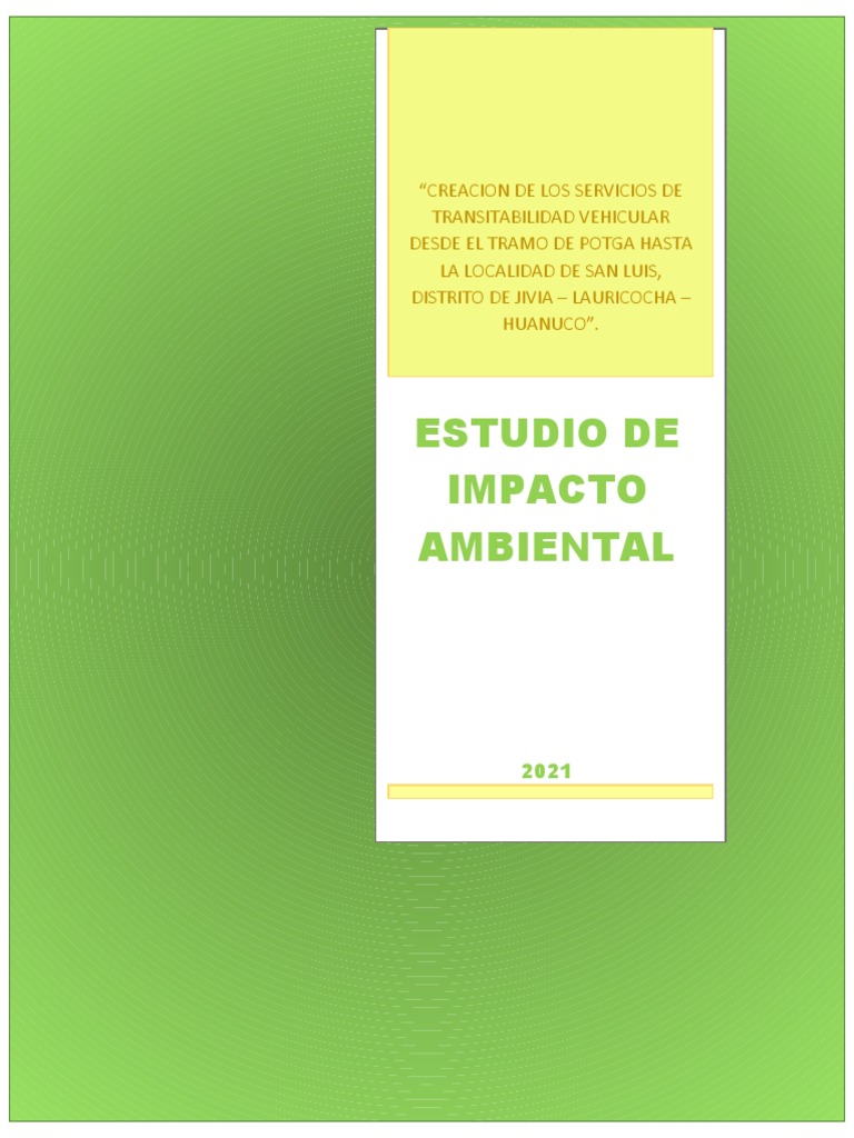 ESTUDIO DE IMPACTO AMBIENTAL Carretera Final | PDF | Evaluación de impacto ambiental | Entorno ...