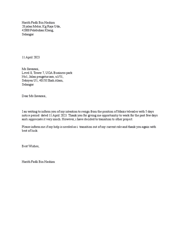 Resign Letter PDF | PDF