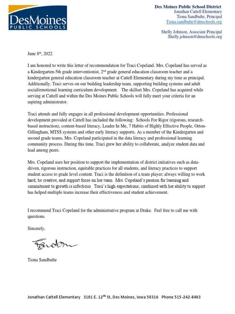 Letter of Recommendation - TC | PDF | Literacy | Teaching