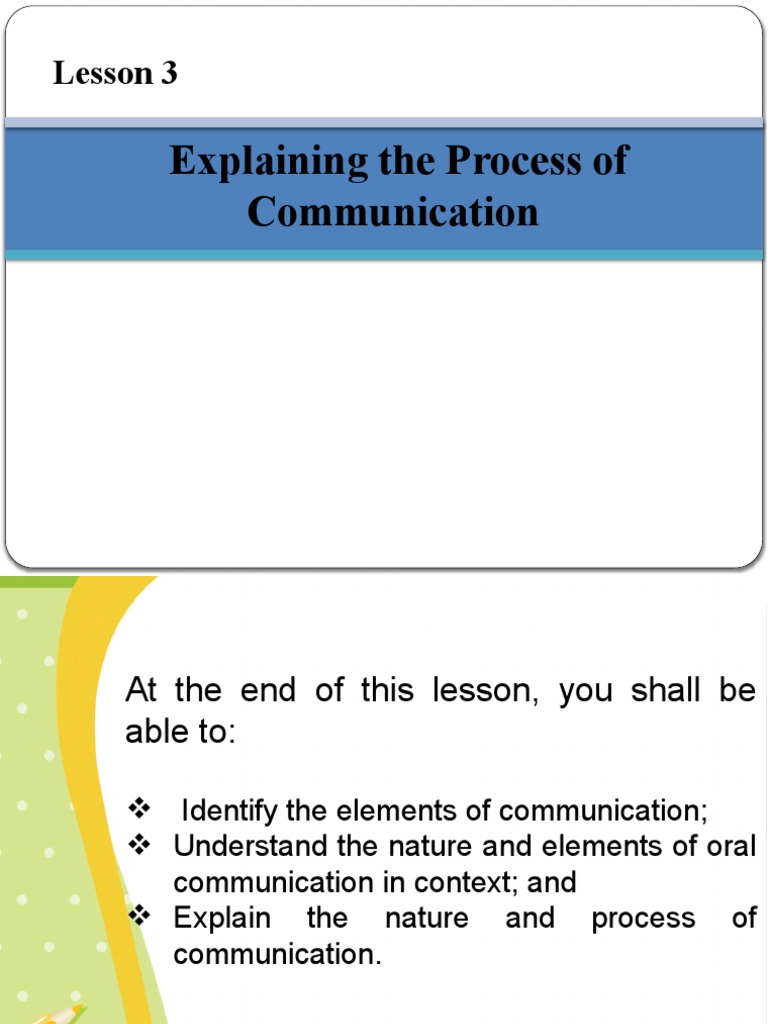 Lesson 3 Explaing The Process of Communication | PDF | Communication ...